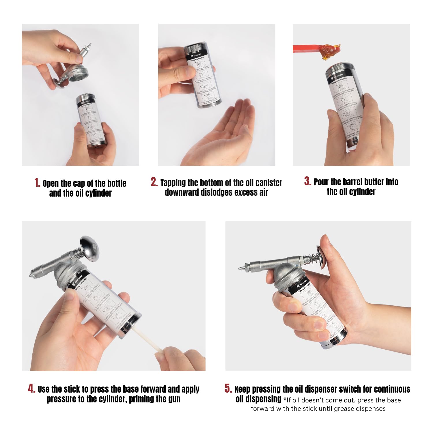 Thorstone Bicycle Push-Type Mini Grease Gun Kit | One Handed Operation ...