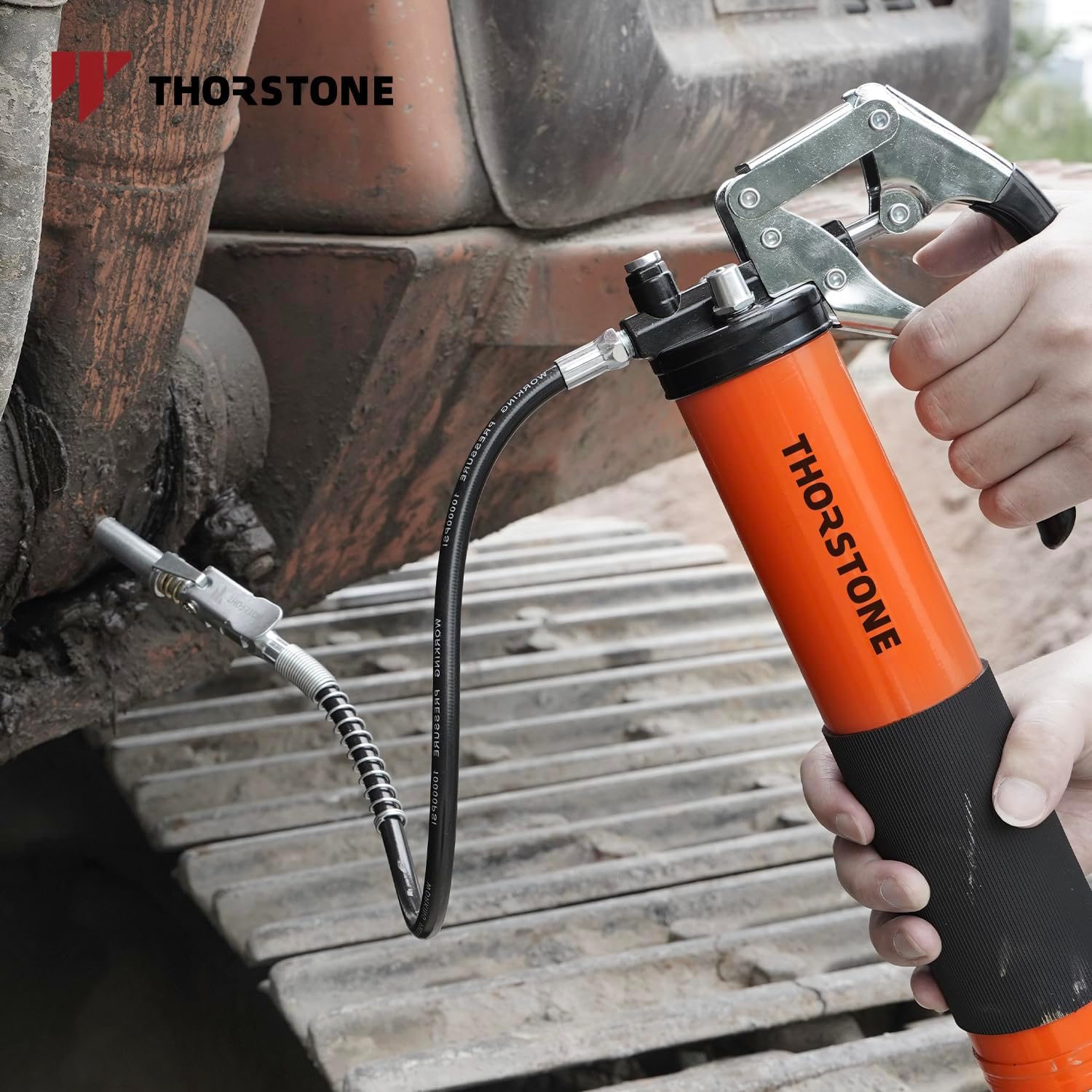 Thorstone 7000PSI Heavy Duty Pistol Grip Grease Guns Set With 90 Degre ...
